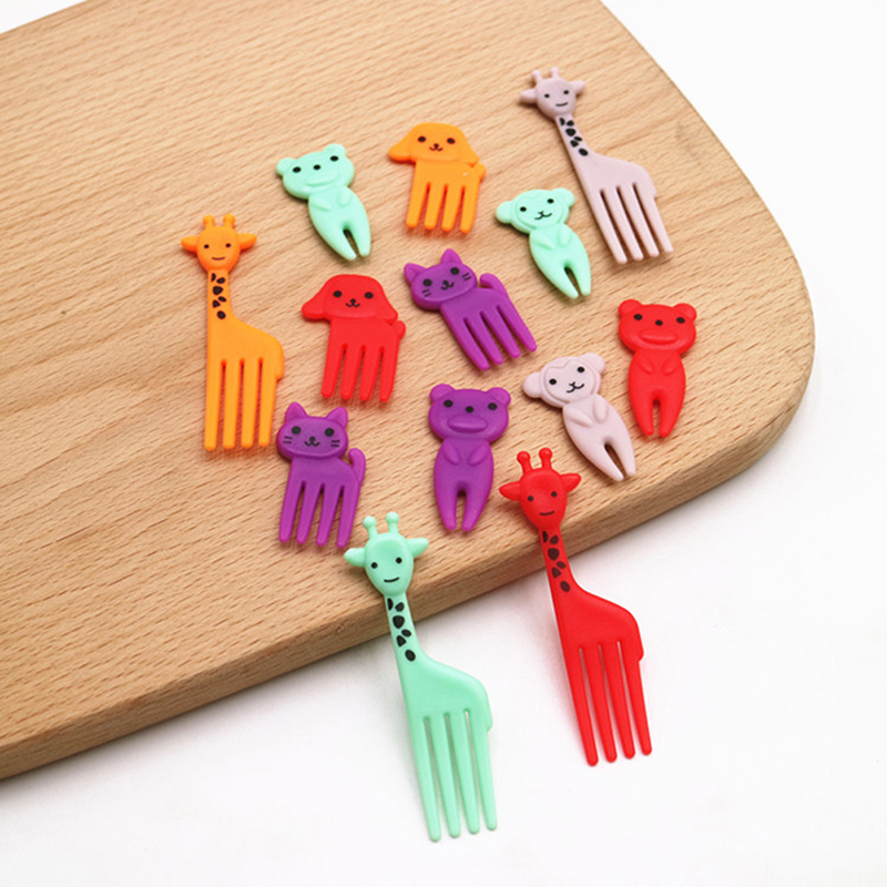 Mini Forks Animal Food Picks for Kids Cute Fruit Fork Reusable Cartoon ...
