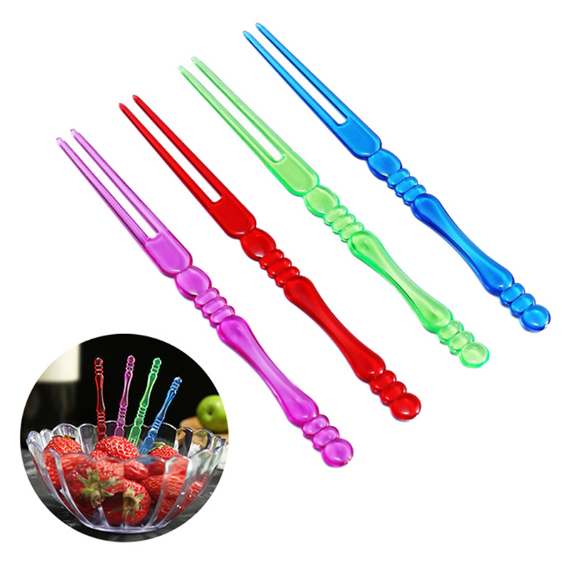 80pcs Mini Color Transparent Disposable Forks For Party BBQ Sticks ...