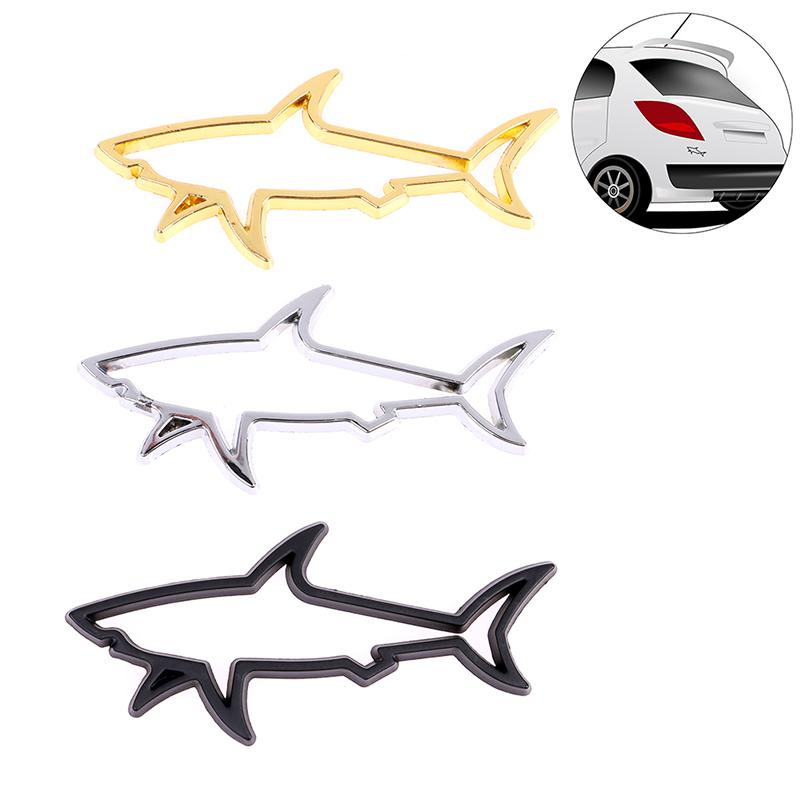3D Metal Car Styling Sticker Hollow Fish Shark Emblem Badge Decals Accessorie ba