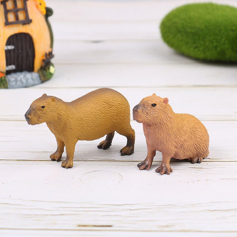 Simulation MIni Cute Wild Animals Model Figurines Capybara Collection Toy Gif Pe