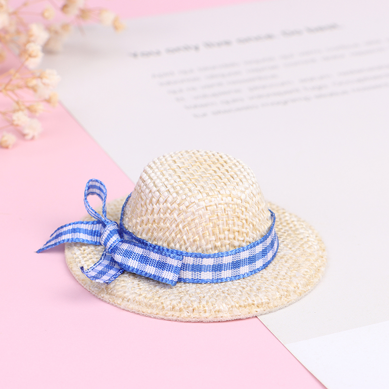 Doll Hat Woven Straw Hat Flocking Straw Hat Bow Straw Hat ID 3CM OD 6CM ba