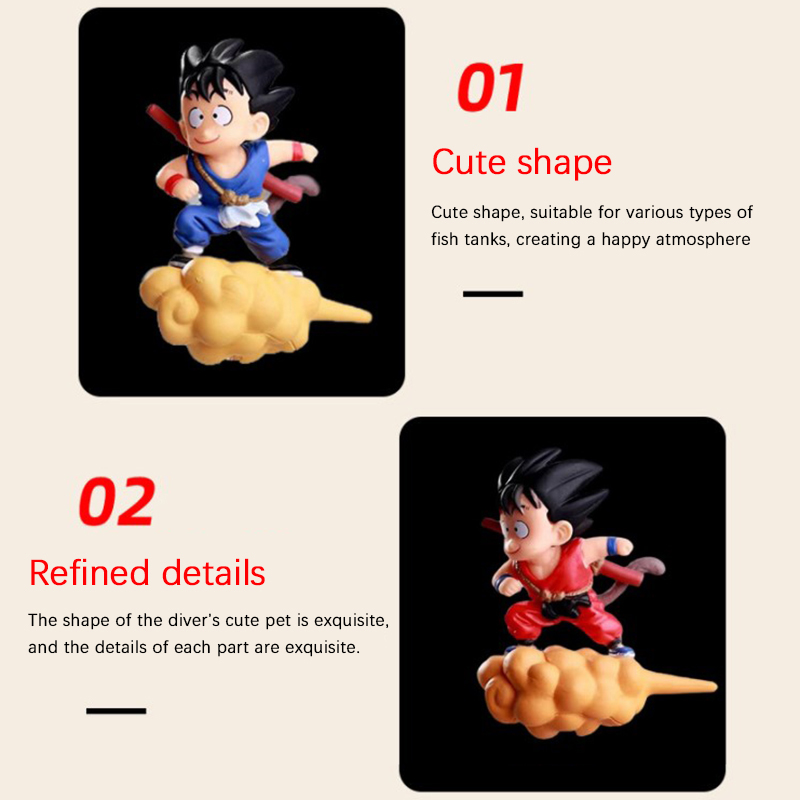 Aquarium Decor Accessories Son-Goku Sitting on The Cloud Action Figure Decor