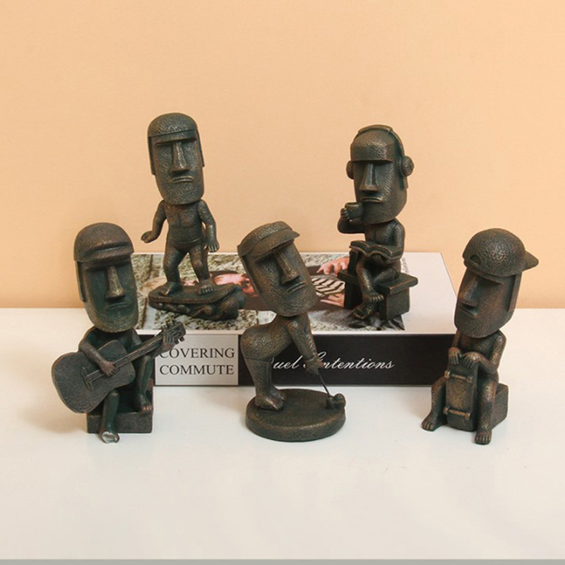 Simple Creative Resin Embellishments Moai Stone Statue Blind Box Funny ...