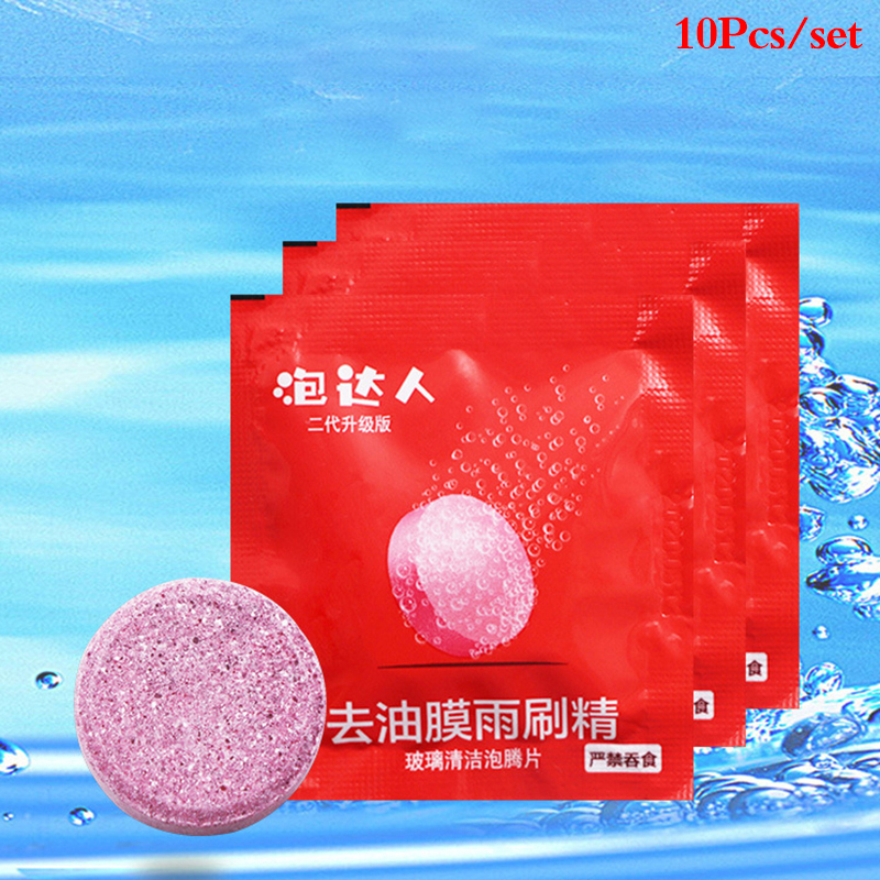 10Pcs Solid Cleaner Car Oil Film Film Remover Effervescent Tablets A-wf