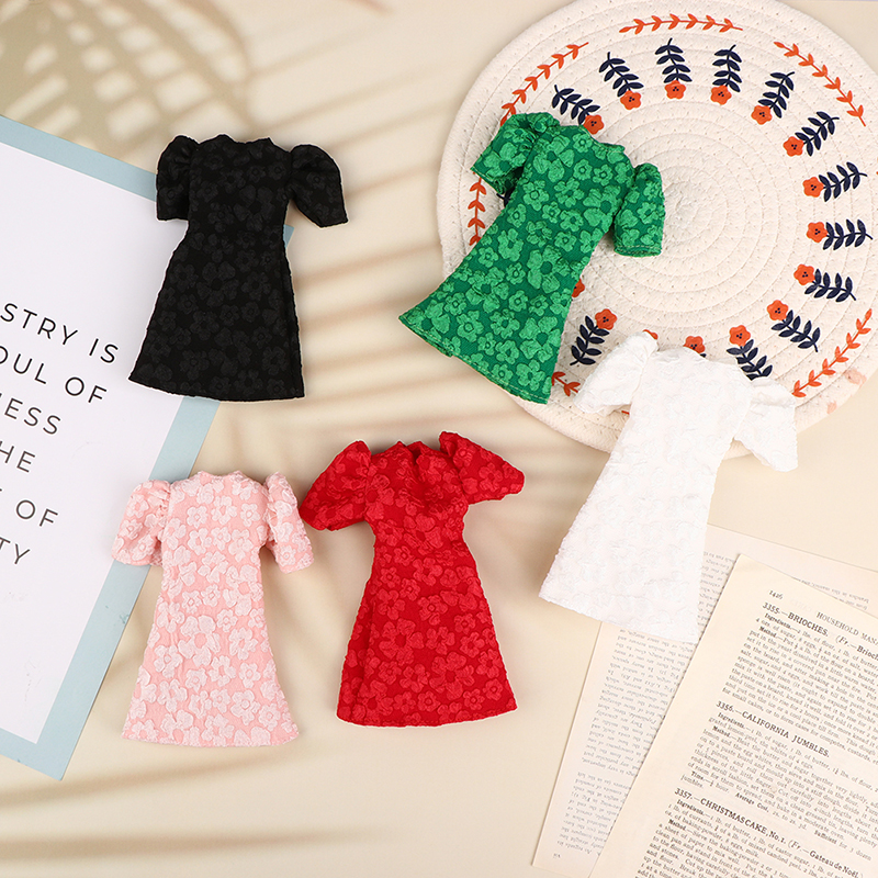 Doll Clothes Printed Puff Sleeves Long Skirt For 28-30cm 1/6 Dolls Clothing G Pe