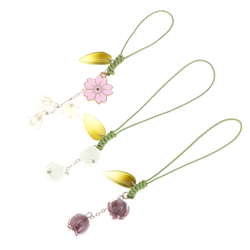 Tulip Flowers Strap Lanyards Charms Mobile Phone Case Keychain Car Key ...