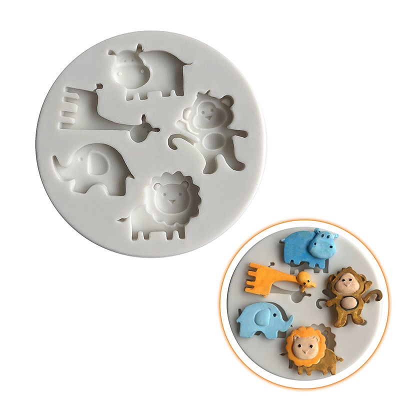 Lion Hippo Giraffe Elephant Shape Silicone Mold Small Animal Cake ...