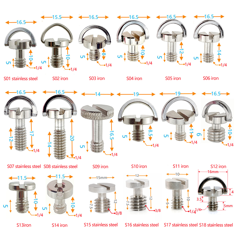 Adattatore piastra sgancio rapido vite 1/4 pollici anello D treppiede montaggio vite adattatore st