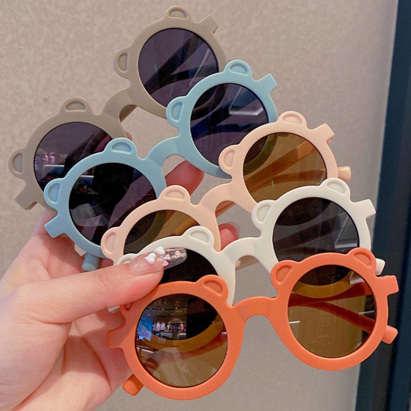 Carini occhiali da sole rotondi Morandi colori cartoni animati orso arcobaleno bambini bambino