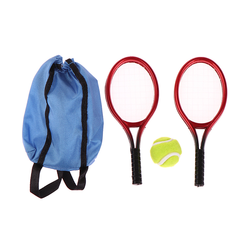 4pcs/set Dollhouse Miniature tennis racket tennis set Simulation sports ...