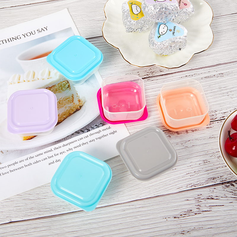 6Pcs Square Container With Lid Plastic Containers Mini Kitchen Storage ...