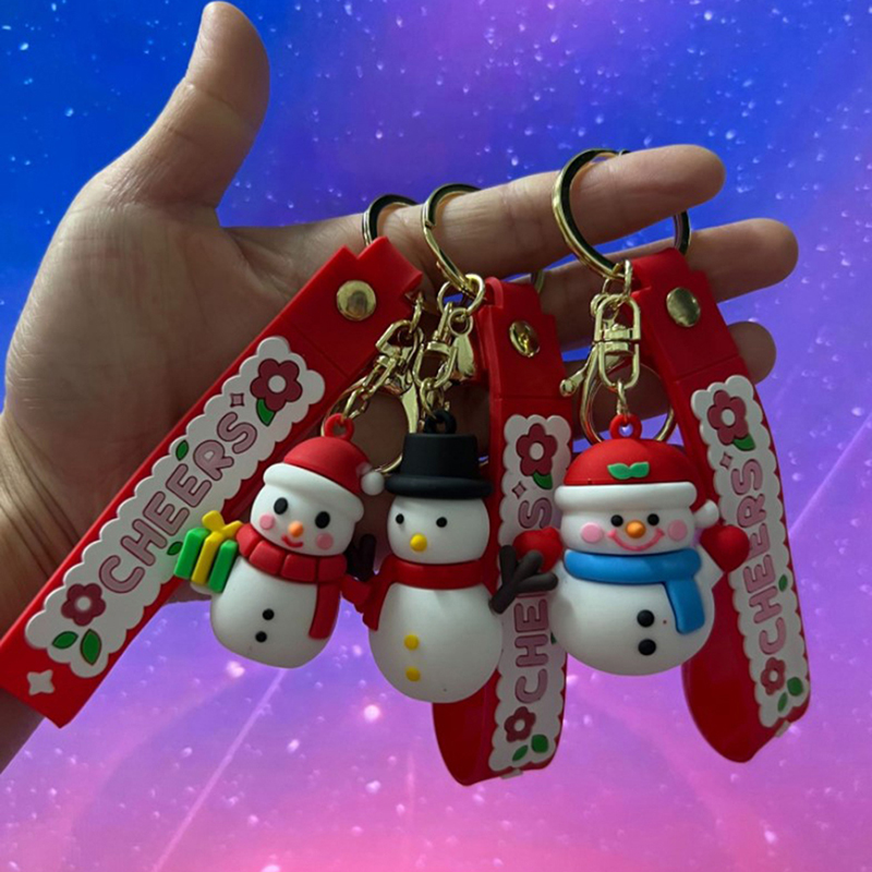 Carina bambola di gomma cartone animato Babbo Natale portachiavi coppia portachiavi ornamento telefono