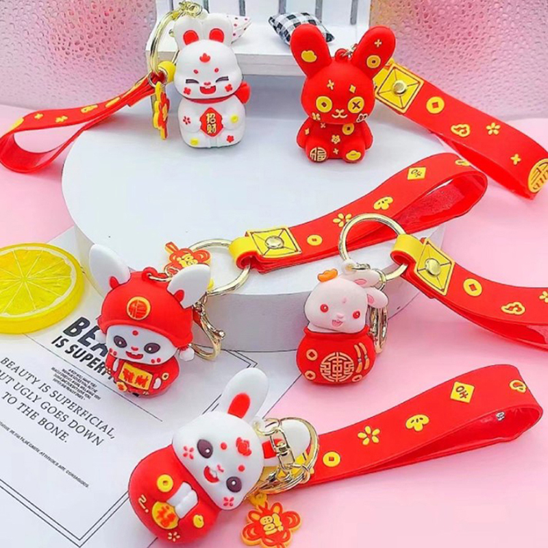 Carino Portachiavi Coniglietto Nuovo Happy Animal Cartoni Cartoni Cartoni Portachiavi Borsa Fortunata Decorazione