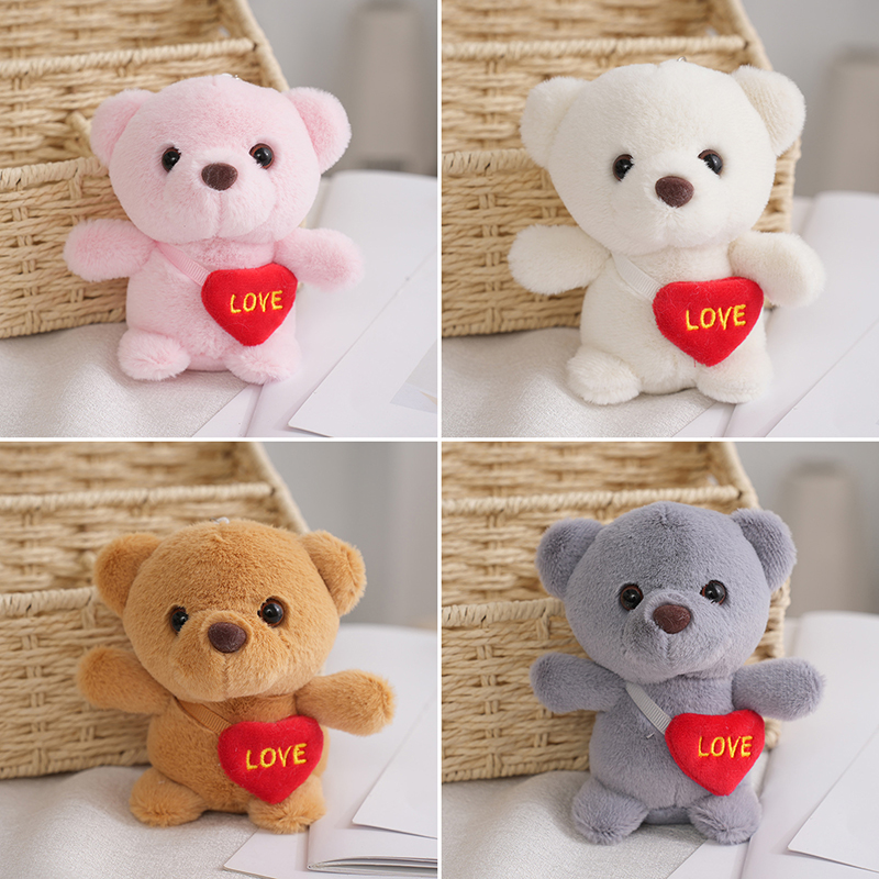 Mini cartone animato peluche mini bambola orso con cuore peluche portachiavi ciondolo orso giocattoli ZK