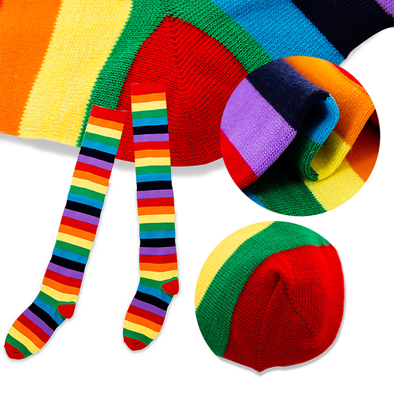 Knee High Rainbow Socks Thigh High Striped Knee Socks Rainbow Striped Socks D 6 Ebay