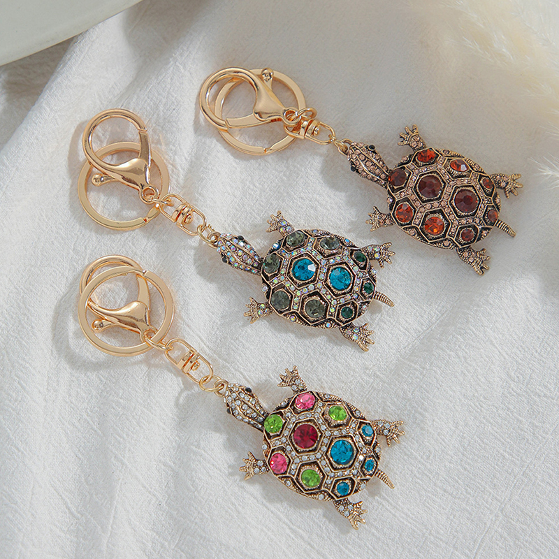 Moda Cristallo Portachiavi Anelli Grande Strass Borsa Tartaruga Ciondolo Auto Portachiavi ZK