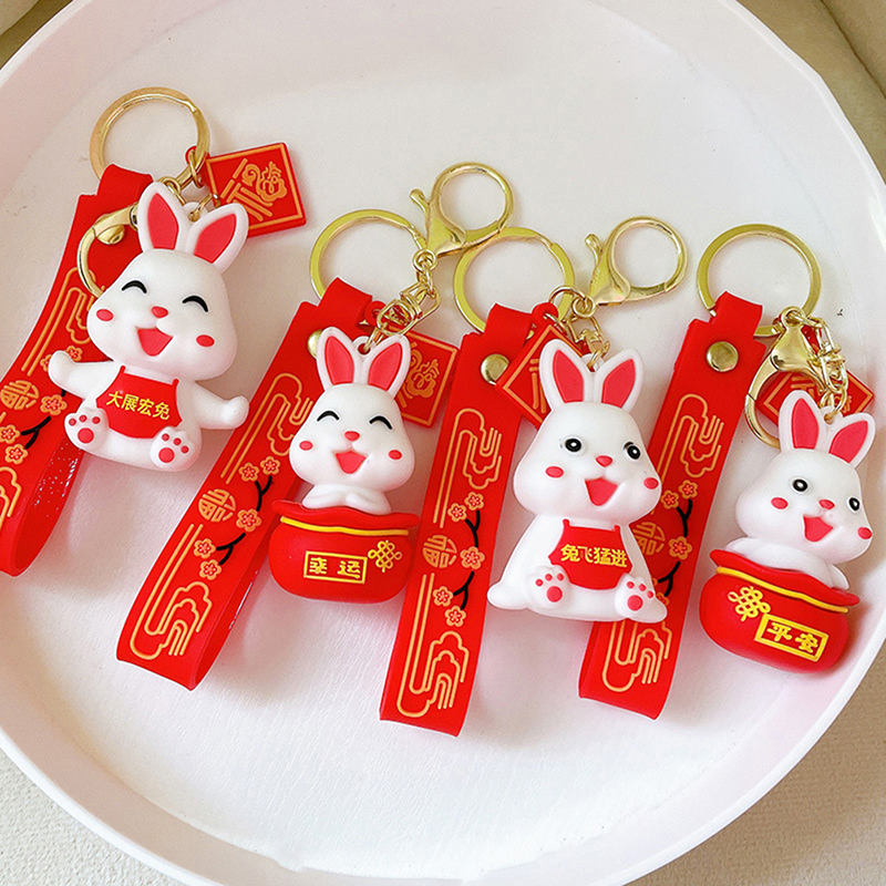 Portachiavi moda coniglio anno fortunato carino cartone animato coniglio accessori giocattolo portachiavi