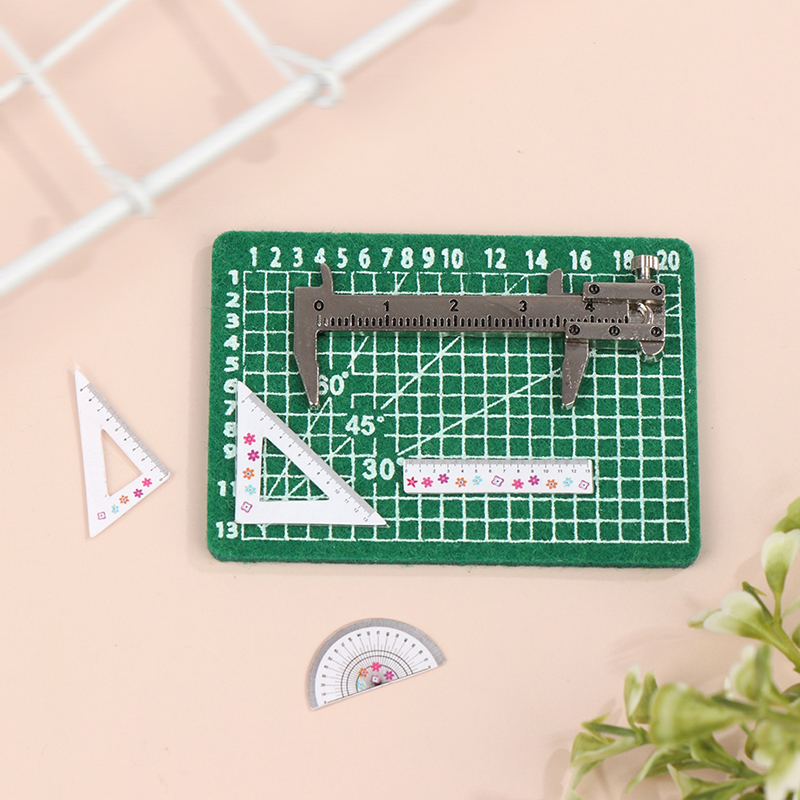 1Set 1:12 Dollhouse Vernier Caliper Ruler Triangular Ruler Cut Board ...