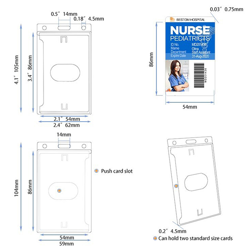 Custodia trasparente sbrinata carta d'identità supporto di credito plastica rigida porta badge custodia