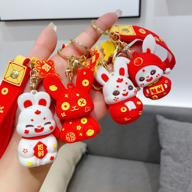 Portachiavi Capodanno 2023 Carino Portachiavi Coniglio Coniglio Accessori da appendere Decorazioni St