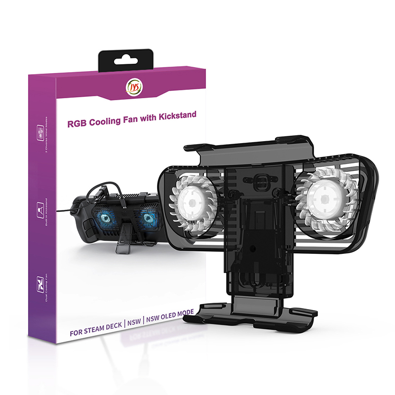 Cooling Fan with Bracket Dual C-port Adapter for Steam Deck Nintendo Switch