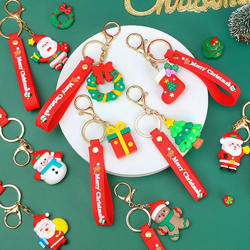 Cartoni animati di Natale Babbo Natale Portachiavi Borsa Decorazione Natale Ciondolo Portachiavi