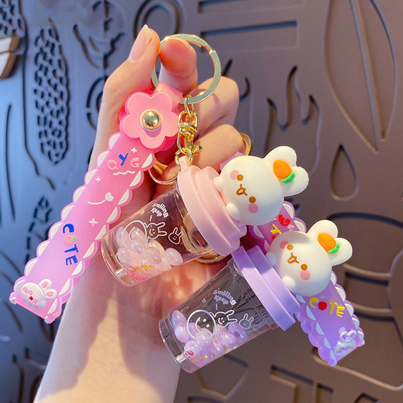 Ciondolo da tè in olio carota cartone animato portachiavi liquido carino sabbie mobili