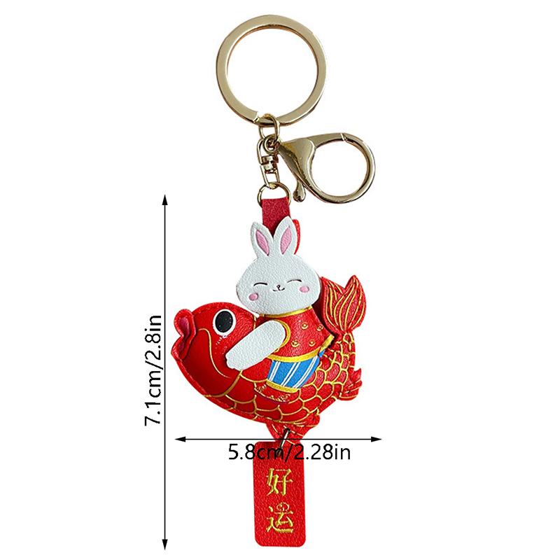 Ciondolo creativo in pelle coniglio squisito portachiavi auto cellulare scuola -yu