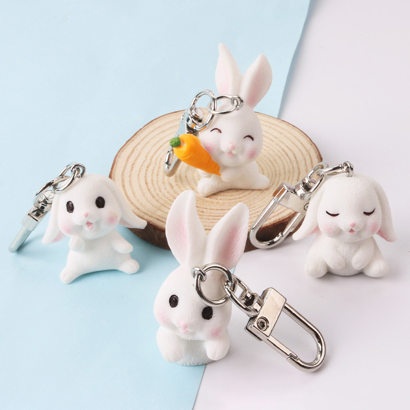 Carino Ciondolo Animale Coniglio Portachiavi Portachiavi Per Donna Auto Auricolare Gioielli ZK