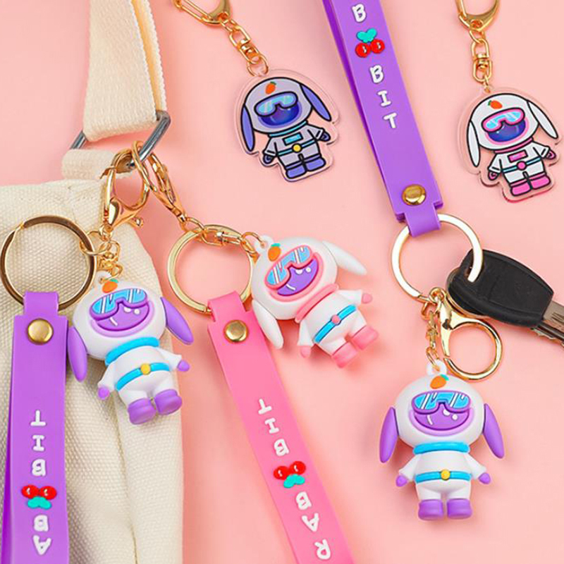 Carino cartone animato Portachiavi Astronauta Coniglio Spaziale Portachiavi per Borsa Auto Ciondolo Decortio wi