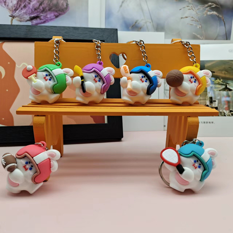 Carino cartone animato Carino Animale Sport Portachiavi Coniglio Portachiavi Auto Ciondolo Portachiavi Gi-yu