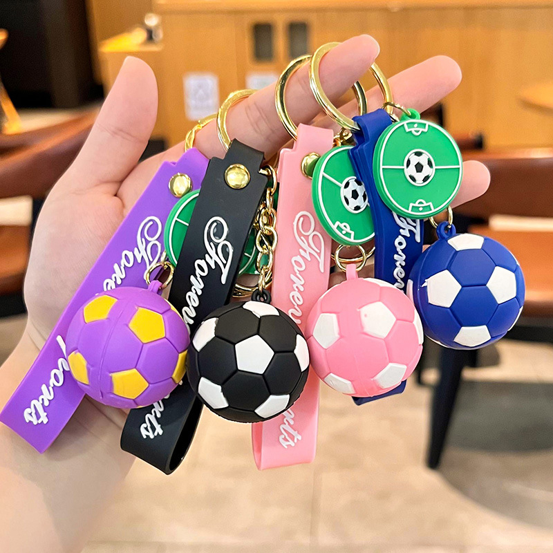 Nuovo Ciondolo Anello Chiavi Calcio Gomma Morbida PVC Portachiavi Calcio Giochi Souve-yu