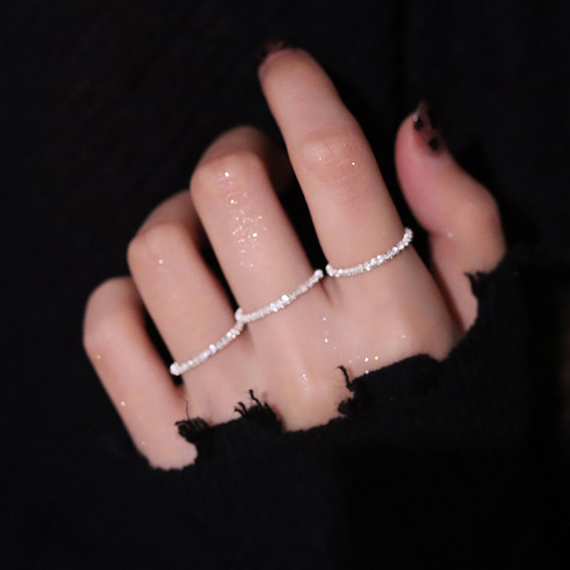Chic Minimalist Silver Color Shiny Rings For Women Adjustable Ring ...