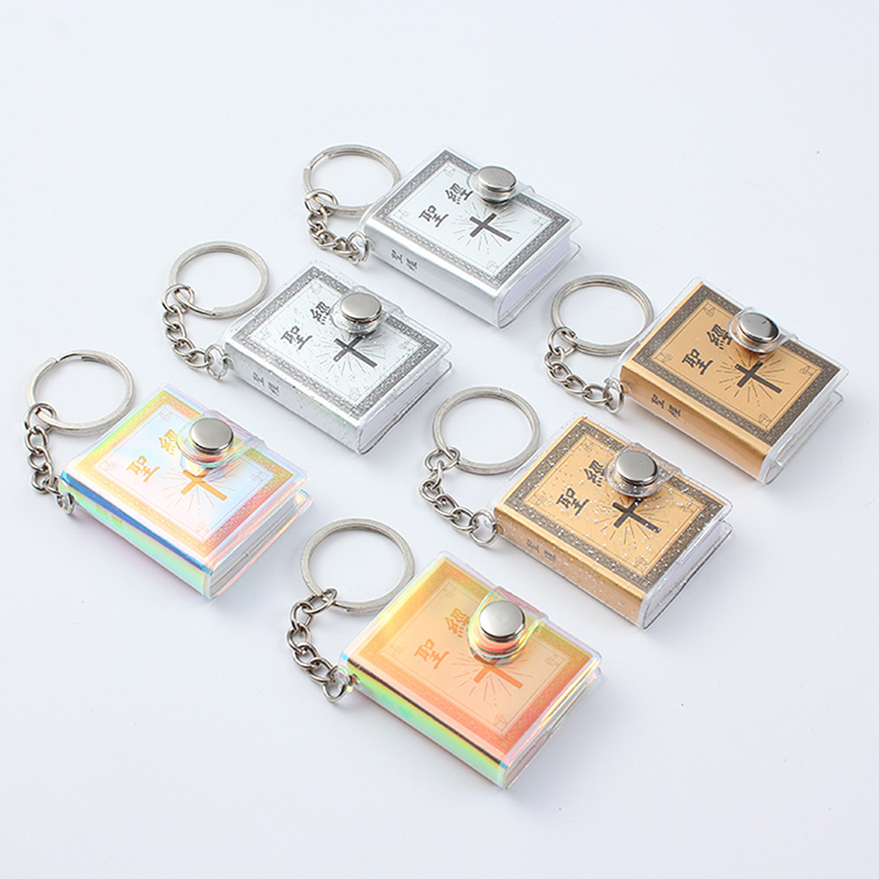 Mini Bibbia Portachiavi Cristiano Gesù Croce Portachiavi Donna Preghiera Benedizione Regalo BII