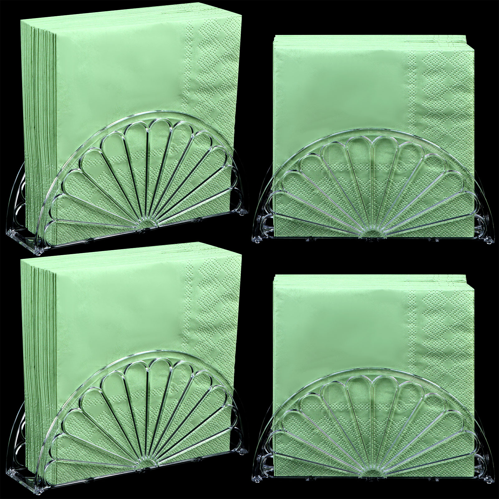 36 Pcs Plastic Napkin Holder Fan Design Tissue Paper Holder for Party 5.9in Pape