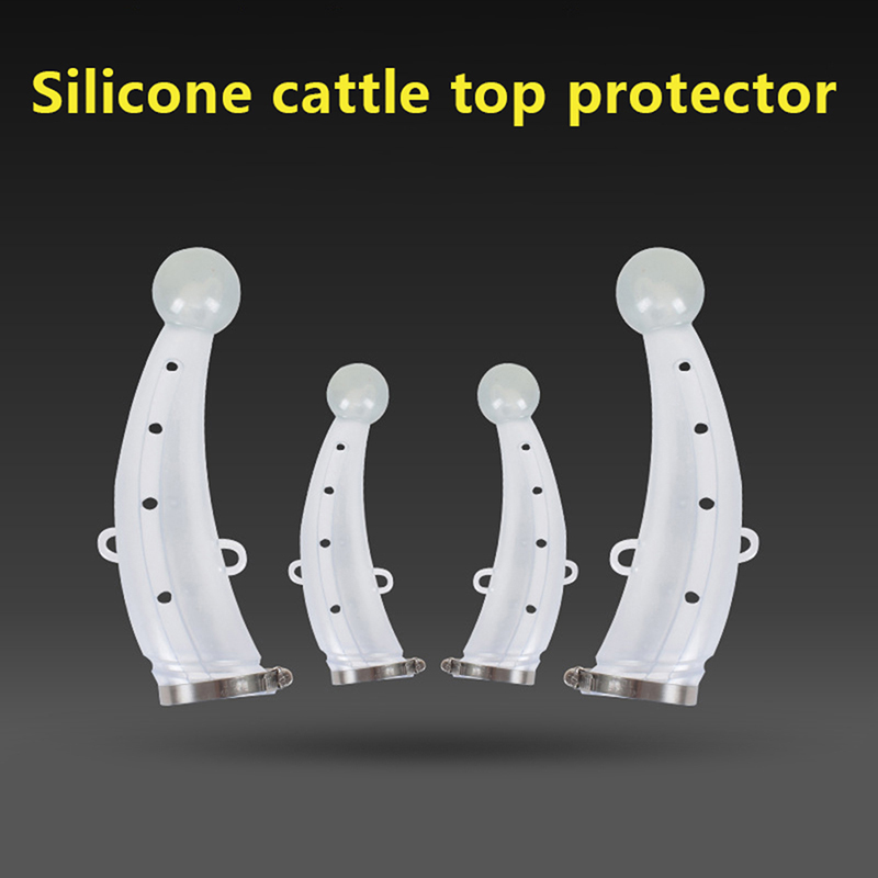 1 set copertura protettiva corno di bue in silicone vitello prevenzione collisione strumento mucca p