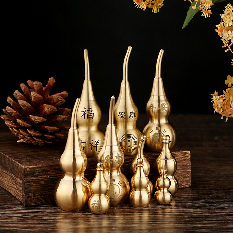 Statuetta cinese buona fortuna ottone zucca feng shui arredamento casa artigianato bagua diag-yu