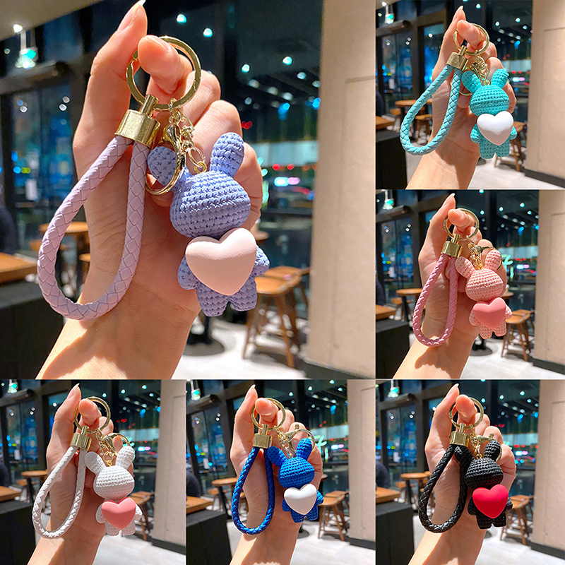 Portachiavi in resina cartone animato amore coniglio uomo e donna carino creativo squisito cou-yu