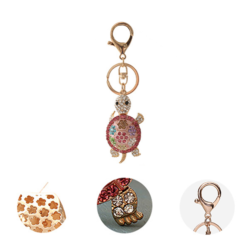 Anelli Portachiavi Cristalli Moda Strass Colorati Tartaruga Portachiavi Lega Lega
