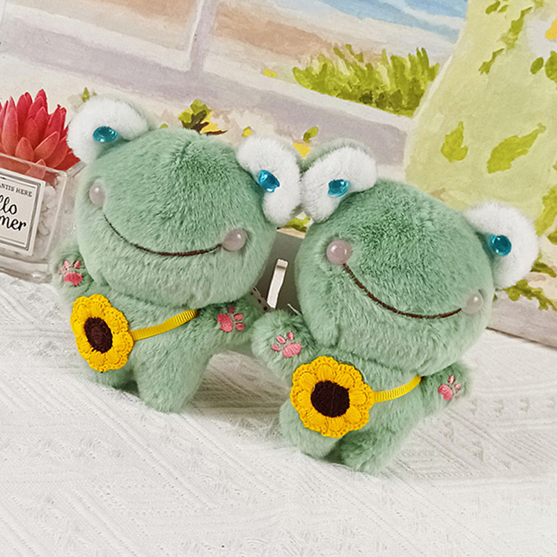 Animali sorridenti peluche rana giocattolo imbottito portachiavi borsa posteriore ciondolo auto anello chiavi Gi-yu