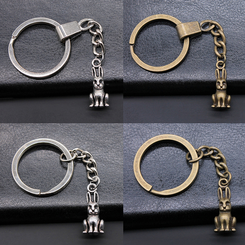 Nuovo Portachiavi Moda Portachiavi Metallo Catena Vintage Ciondolo Coniglio Animale Ricordi