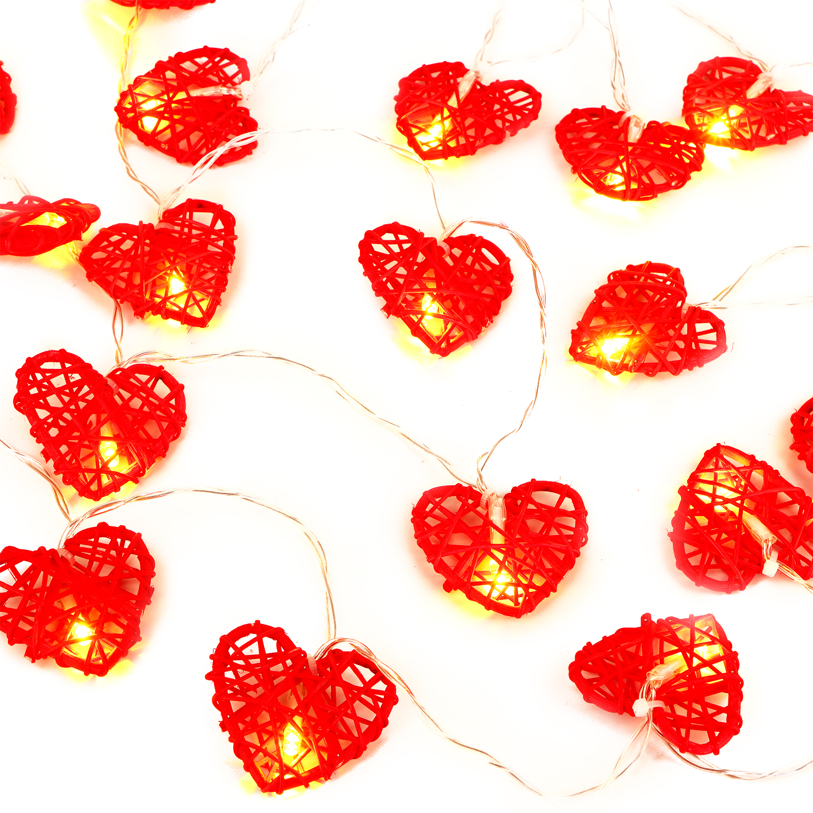 Ujuuu Heart String Lights 9.8ft 20pcs LED Lights Rattan Love String Lights Vinta