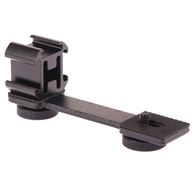 Triple Cold Shoe Mount Bracket Extension Bar with 1/4 Inch Thread for Camera