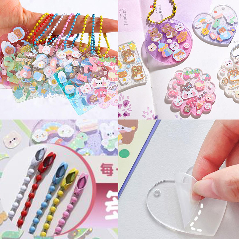 5 pz Ciondolo Portachiavi Dischi Acrilici Trasparenti Fai Da Te A Mano T-yu