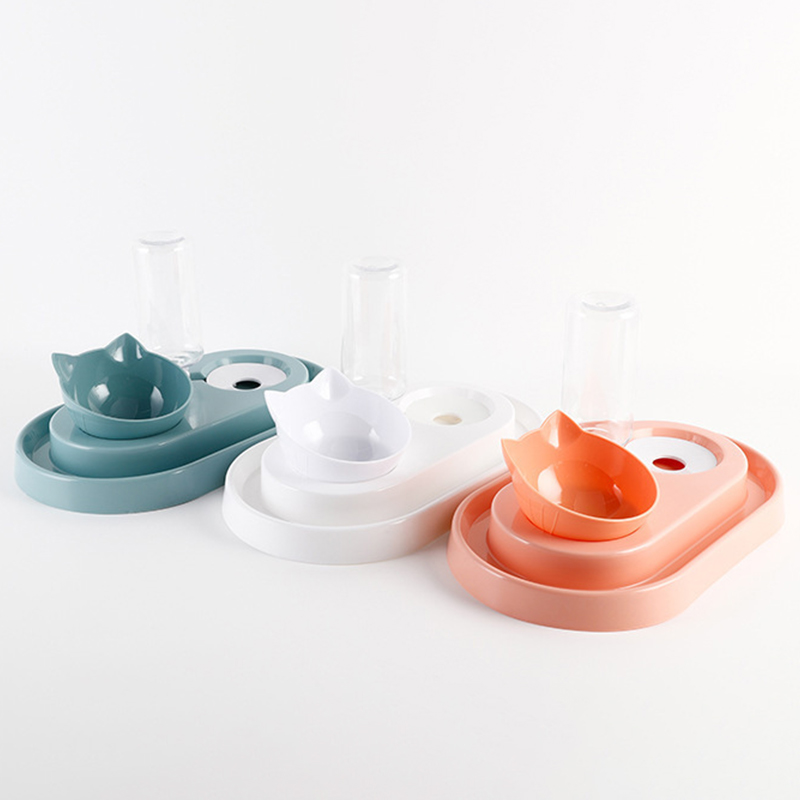 Ciotola per cibo cane gatto animale domestico alimentatore automatico cane gatto ciotola per cibo con fontana d'acqua-yu