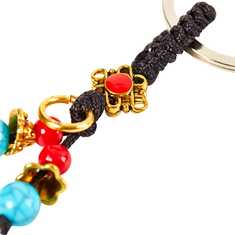 2 pz Ciondolo Portachiavi Stile Etnico Retro Fatto a Mano Cavo Intrecciato Portachiavi BII