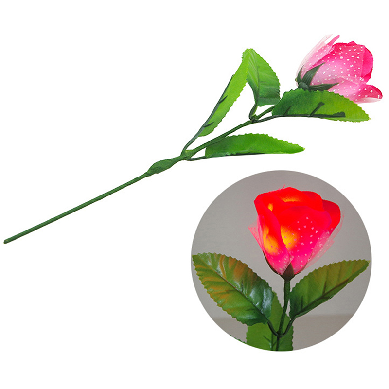 29.5cm Flashing LED Rose Magic Tricks Light Up Simulated Cloth Flower Magic T EI