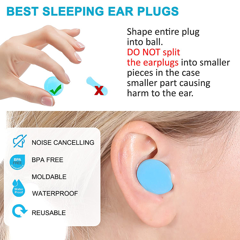 8PCS Silicone Ear Plugs Noise Reduction Sleep Anti Canceling Sound ...
