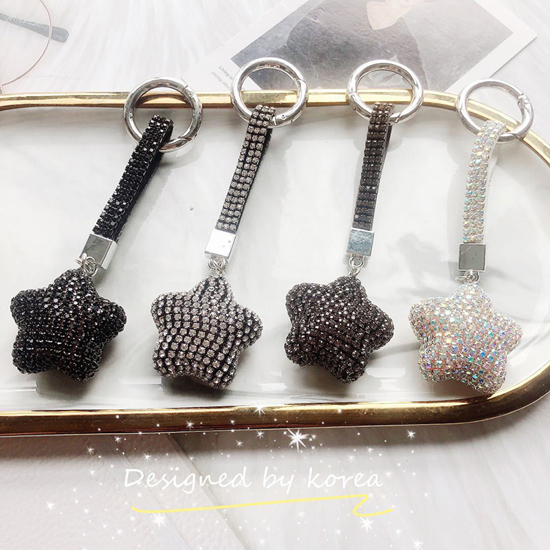 New Rhinestone Fashion Full Diamond Five-Pointed Star Key Chain Creative Pend EI