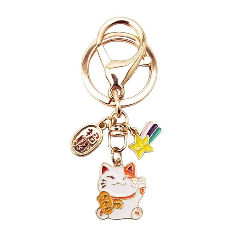 Keychain Lucky Cat Creative Koi Cat Paw Keychain Metal Pendant sac Car Car